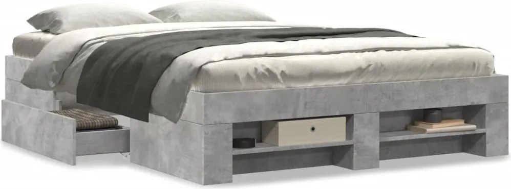 Rám postele betonově šedý 140 x 190 cm kompozitní dřevo 3295502
