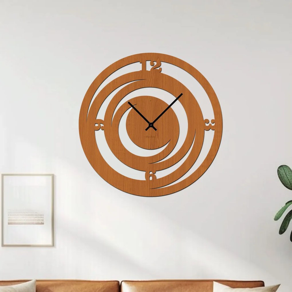 dřevo života Dřevěné hodiny TWIST Zvolte barvu dekoru: Černá, Zvolte velikost hodin (cm): 40x40, Barva ručiček: Stříbrné
