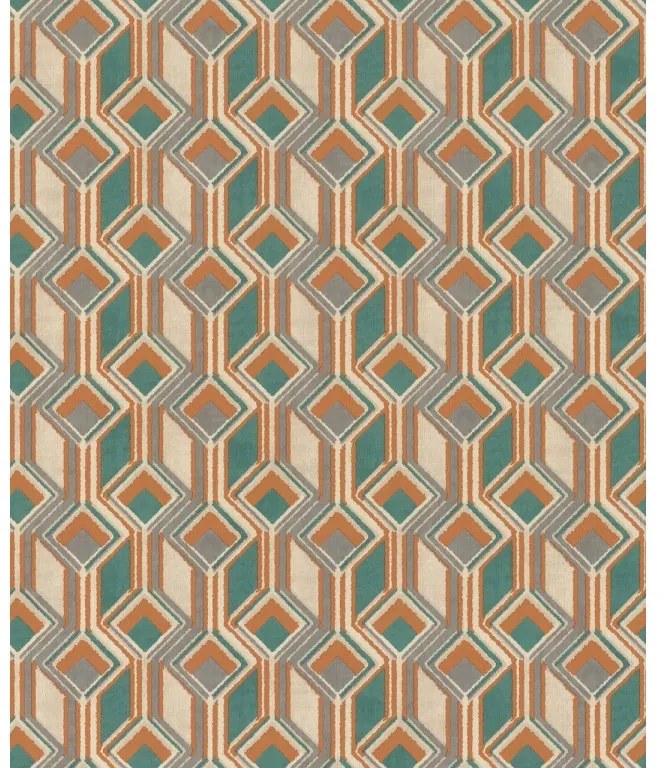 Vliesová tapeta béžová, oranžová, tyrkysová - geometrická, retro 746525 / Tapety na zeď Indian style (0,53 x 10,05 m) Rasch