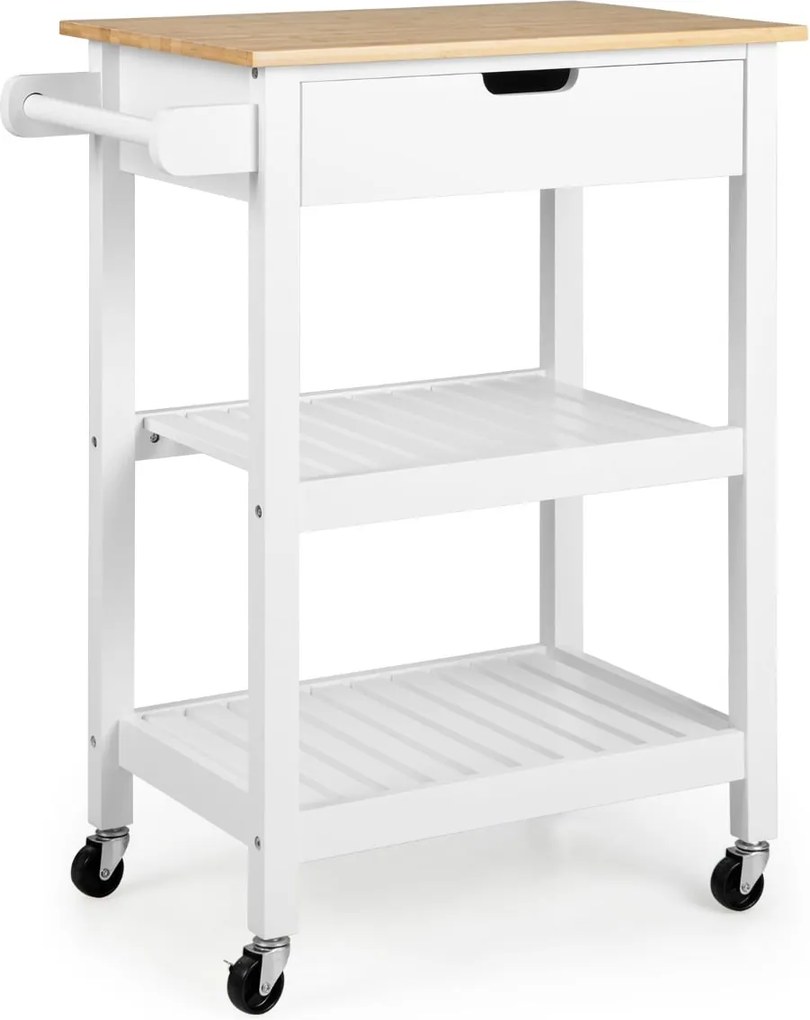 Costway Kuchyňský ostrov Bamboo Kitchen Island s výsuvnou zásuvkou a bočním