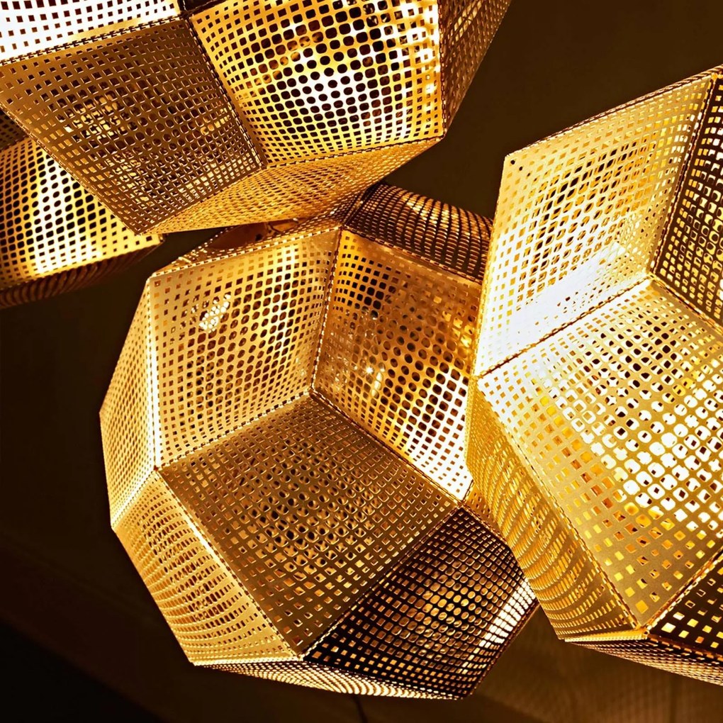 Tom Dixon Etch závěsné světlo, geometrie, mosaz