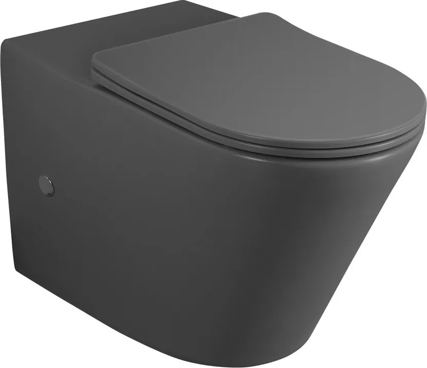Sapho Sapho, PACO RIMLESS mísa pro kombi WC, spodní/zadní odpad, šedá mat, PC1012GR-111