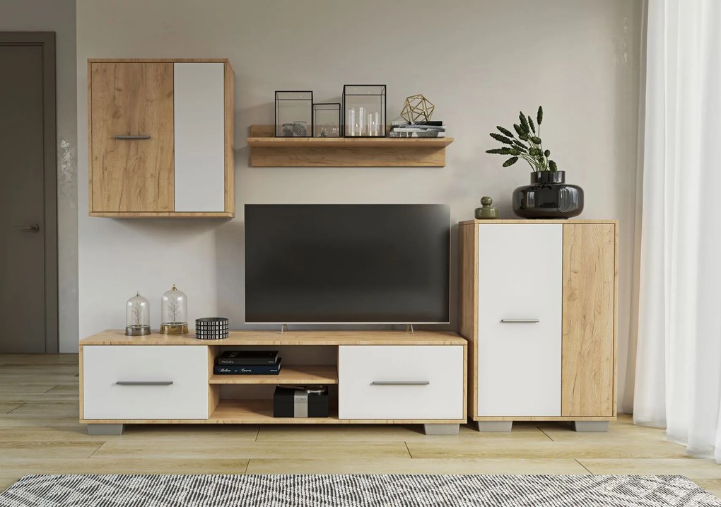 Casarredo Obývací stěna ZETA jasan zlatý/bílá