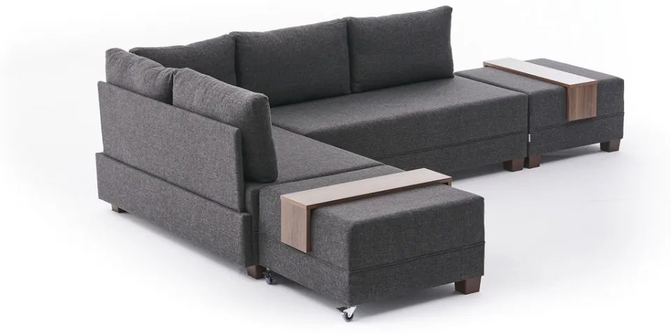 Designová rohová sedačka Ramesha 280 cm antracitová - levá