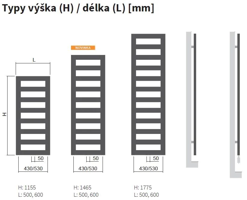 Isan Gala 1465 x 500 mm koupelnový radiátor bílý