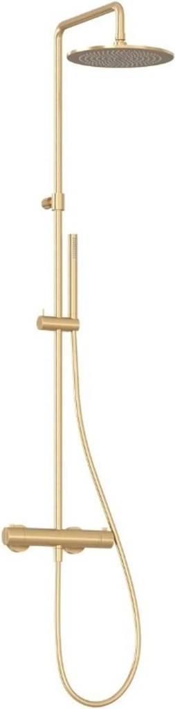 Ravak Espirit - Sprchový set s termostatem, průměr 25 cm, kartáčované zlato X070614
