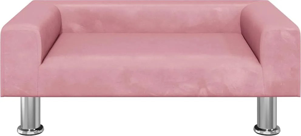 Pelíšek pro psy růžový 70 x 45 x 26,5 cm samet 171921