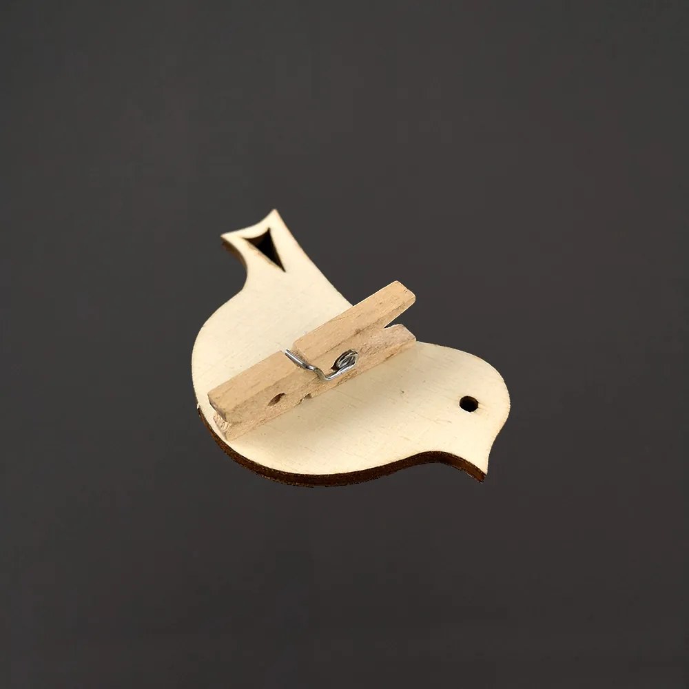 AMADEA Dřevěný ptáček na kolíčku - sada 10 ks, 4,5cm