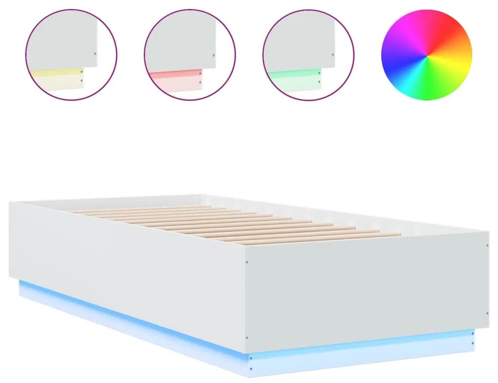 vidaXL Rám postele s LED osvětlením bílý 100 x 200 cm kompozitní dřevo