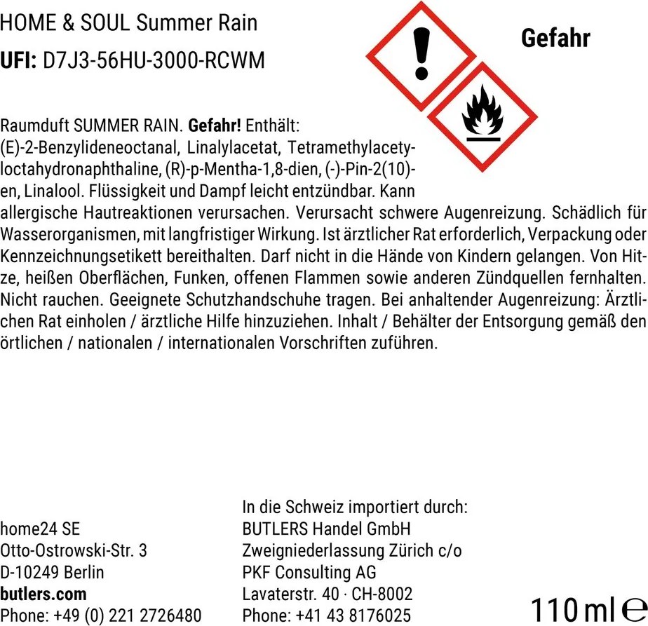 HOME & SOUL Vůně do bytu "Summer Rain" 110 ml