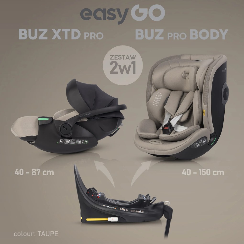 Sada autosedačky EasyGo Buz Xtd Pro a Buz Pro Body 2 v 1 Taupe