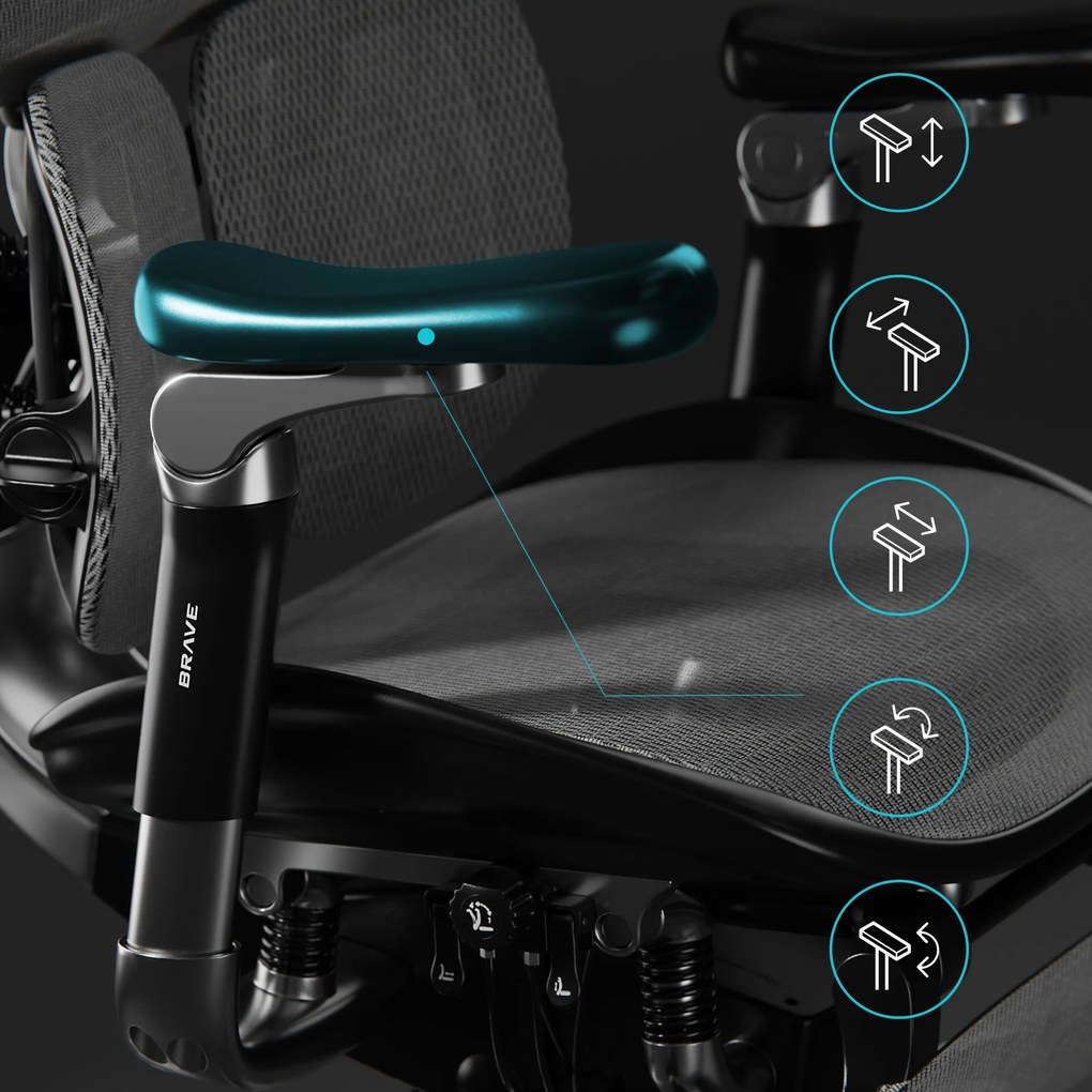 Ergonomická židle s podnožkou černá Premium Normal Size: Diablo V-Kinetic