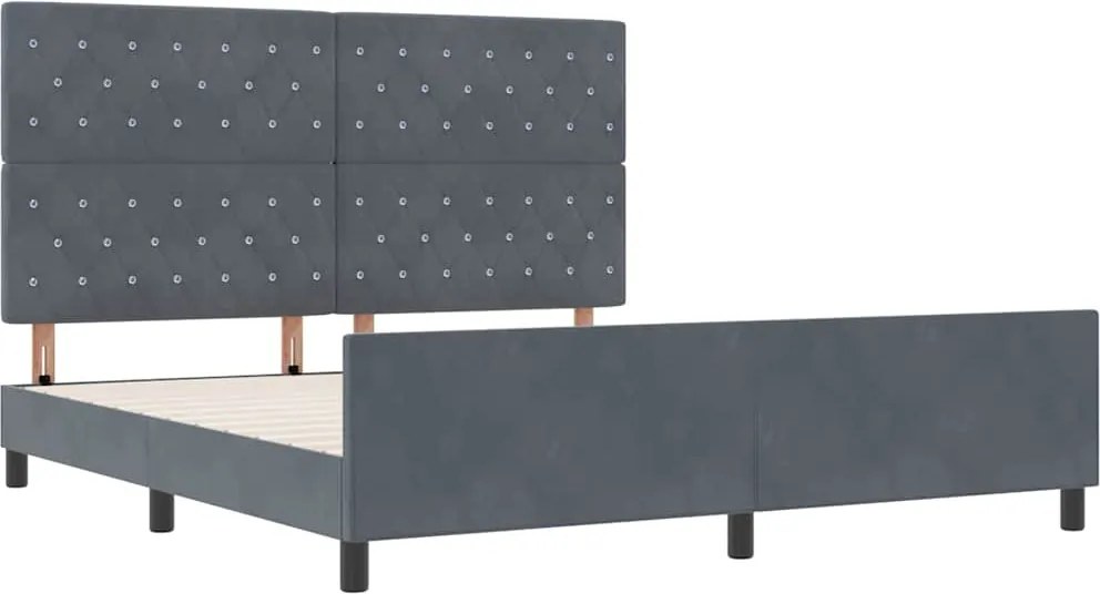 Postel s boxspringem s čelo Tmavě šedá 180 x 200 cm samet 3344892