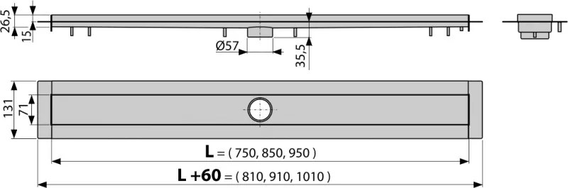 Alcaplast APZ13-750 Modular liniový podlahový žlab