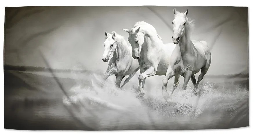 Ručník SABLIO - Bílí koně 50x100 cm