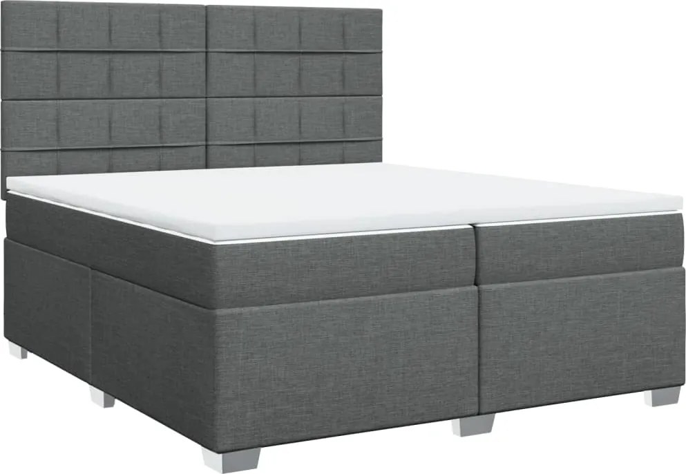 Box spring postel s matrací tmavě šedá 200x200 cm textil 3290596