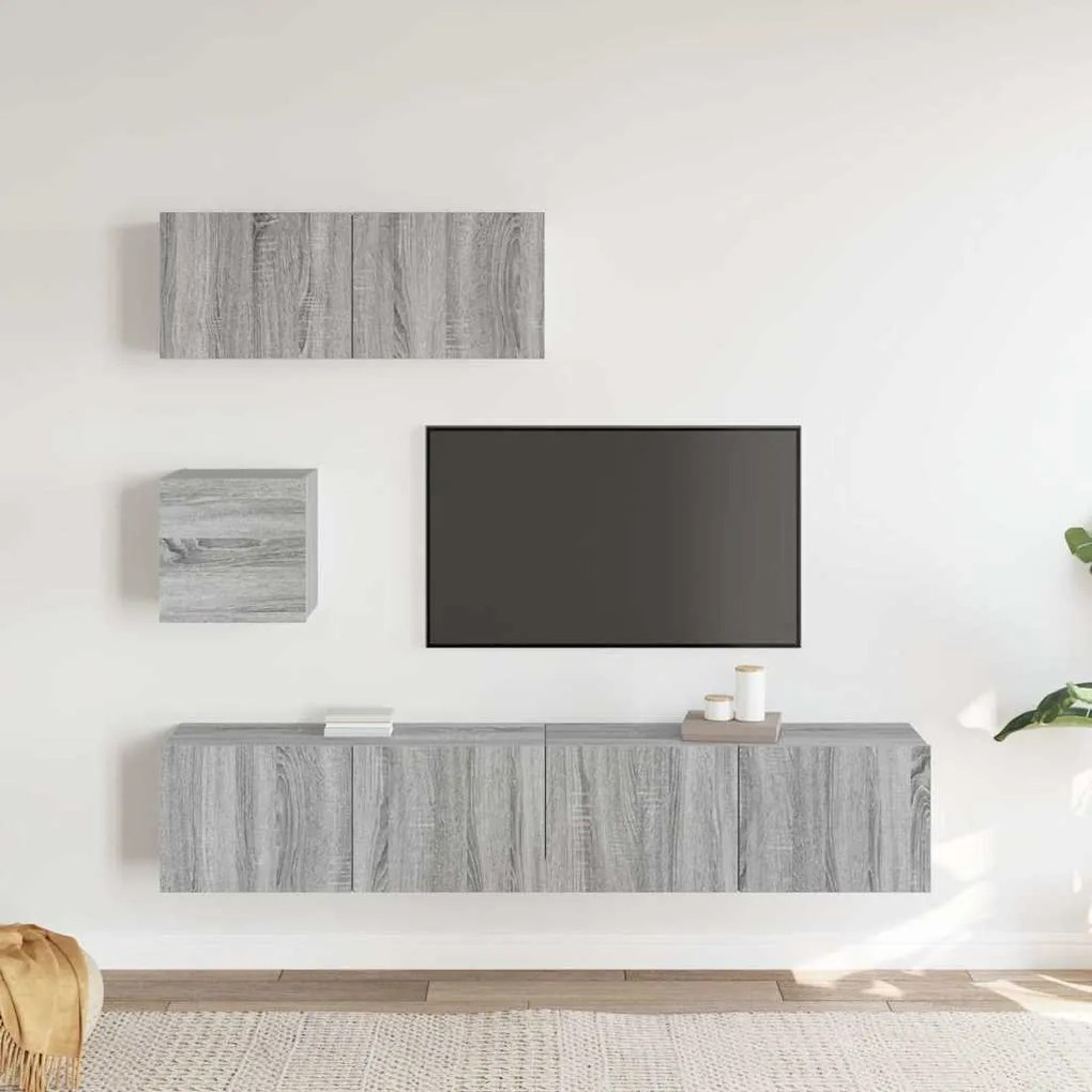 4dílný set TV skříněk šedý sonoma kompozitní dřevo 3114652