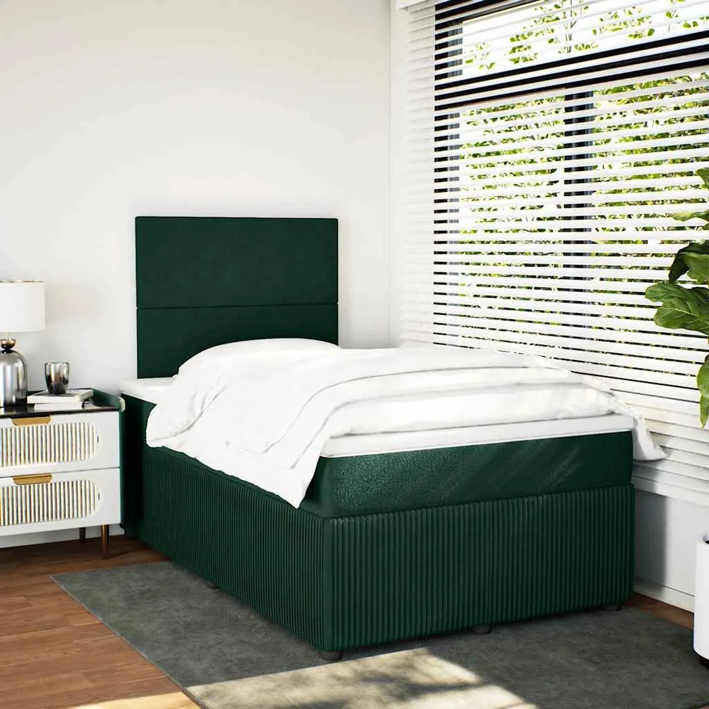 Box spring postel s matrací tmavě zelená 120 x 200 cm samet 3294607