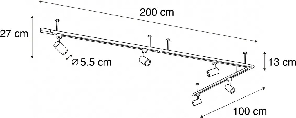 Moderní závěsný kolejnicový systém s 5 bodovými světly bílý 1-fázový - Iconic Jeana