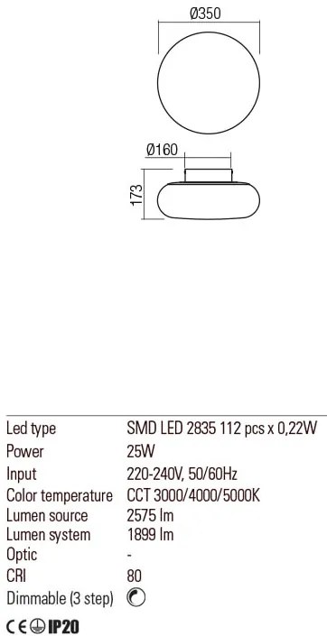 Redo Stropní LED svítidlo Ubis, ø35cm