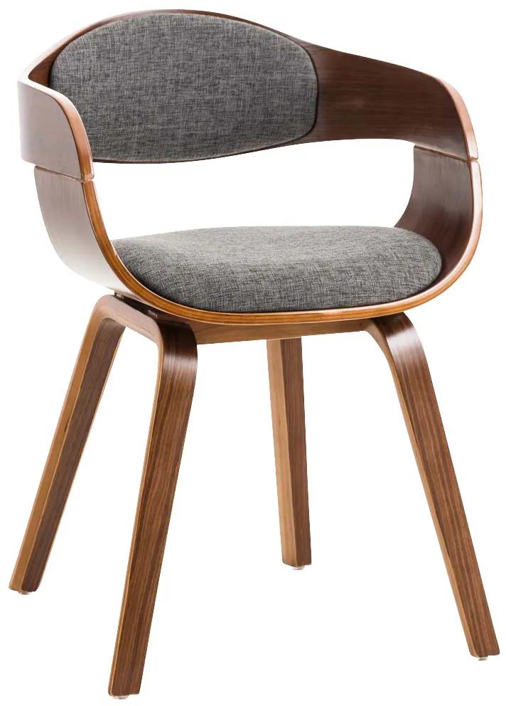 Jídelní židle Egdware - dřevo a látkový potah | ořech a světle šedá