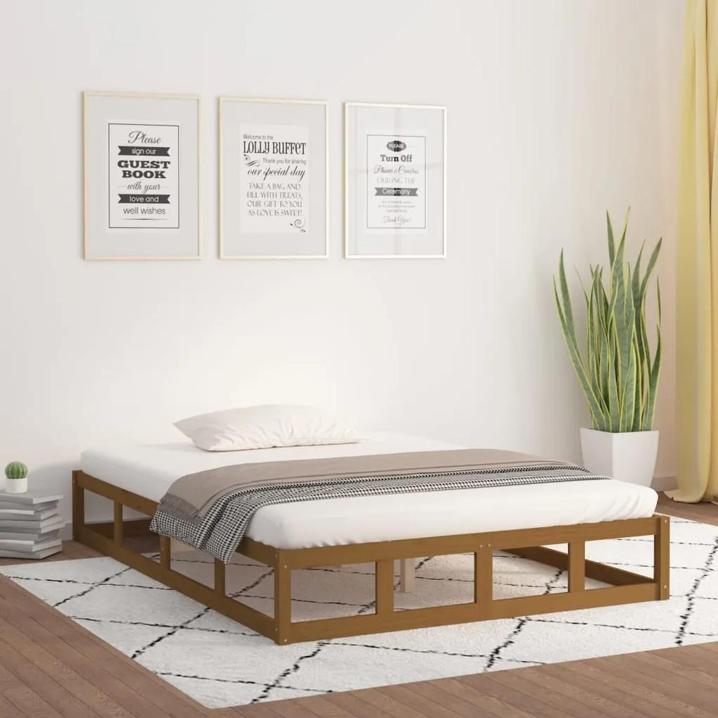 Rám postele medově hnědý 150 x 200 cm King Size masivní dřevo,  820804