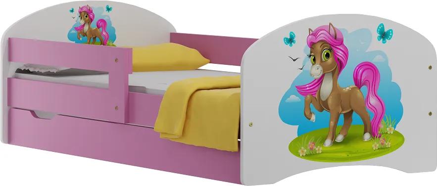 Dětská postel s motivem PONNY GIRL Rozměr: 160x80, Matrace: bez matrace, Barevná kombinace: ORANŽOVÁ / BÍLÁ