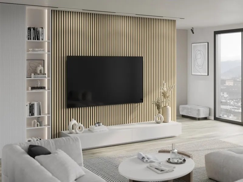 Mexen Lam-B, akustické stěnové lamely 275 × 30 cm, HDF deska 4 mm, technická dýha, dub pískový, S100-275307-3015-001