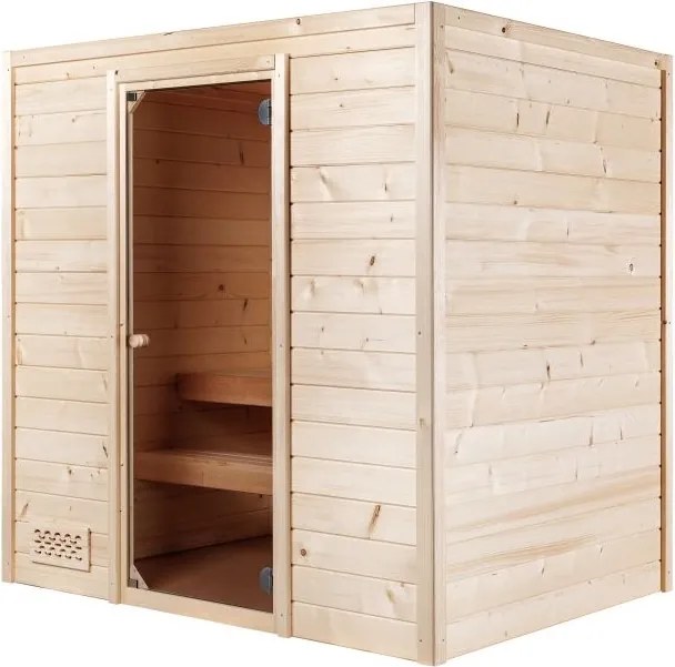 Finská sauna Relax na MAX v interiéru s dřevěnými stěnami