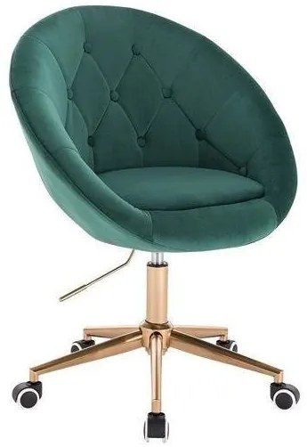 LuxuryForm DESIGN Otočné křeslo VERA VELUR na zlaté podstavě s kolečky - zelené