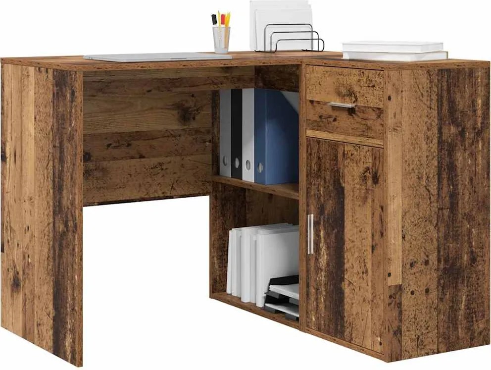 Rohový psací stůl se zásuvkou Staré dřevo 102 x 88 x 75 cm 3337279