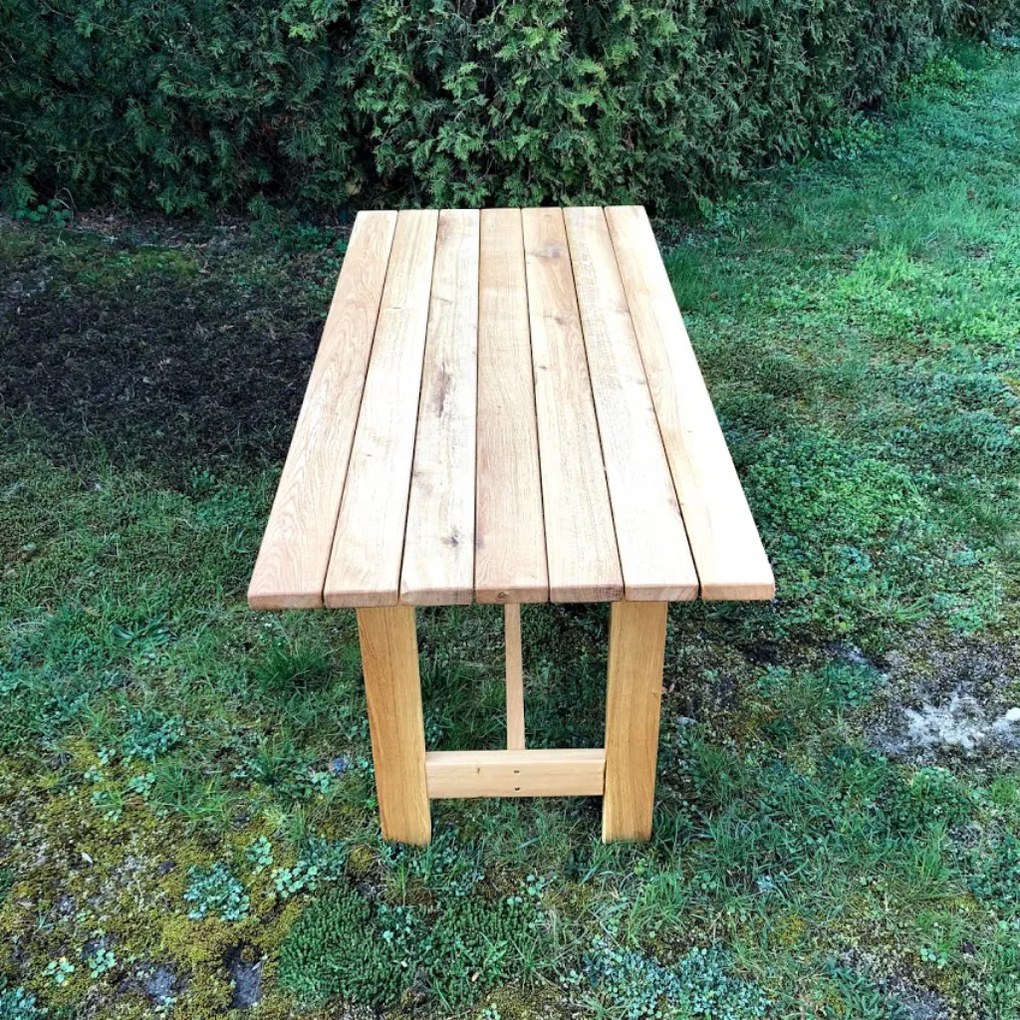 KULHÁNEK Klasický stůl dubový Odstín nátěru: lazura - teak, Velikost desky: 190x80 cm