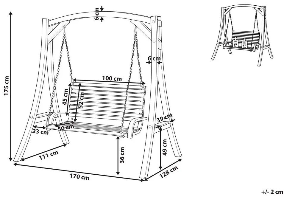 Dřevěná zahradní houpačka NOVARA Beliani