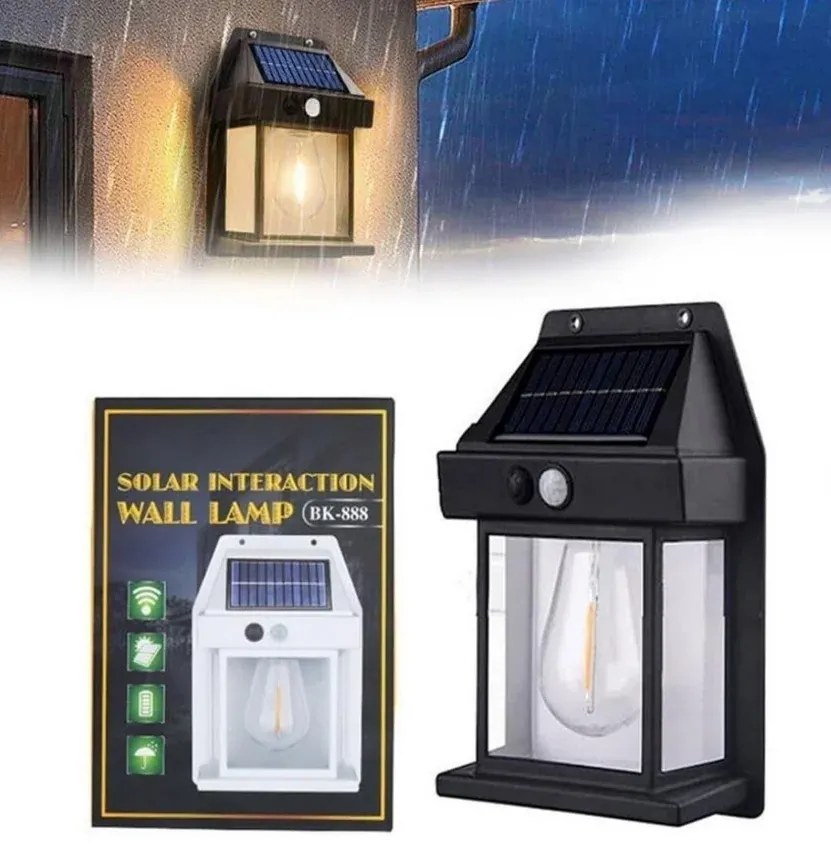 Solární zahradní nástěnná lampa Solar Interaction 888 - černá