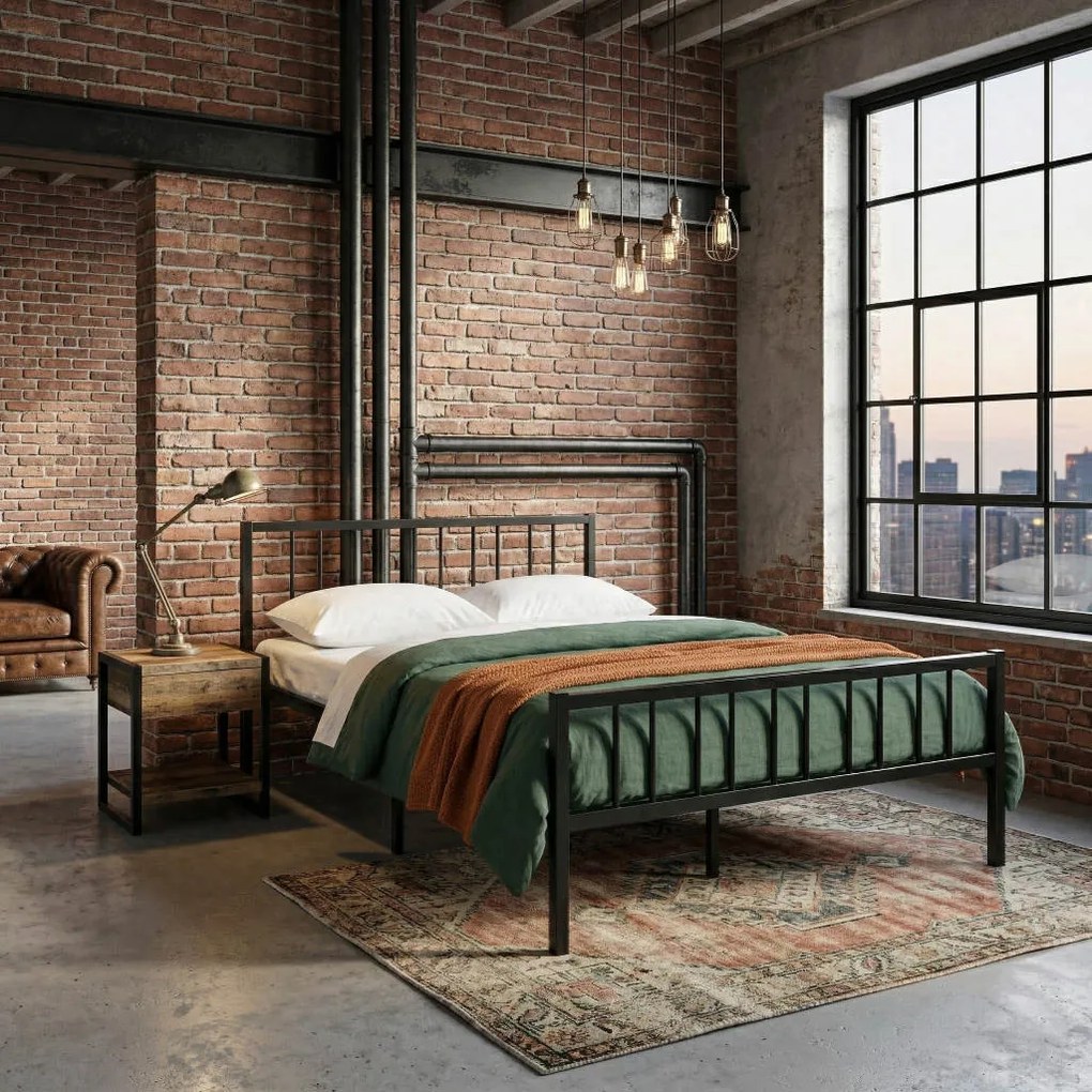 Dede Industriální kovová postel LUSSO 2, 120x200 cm Barva rámu postele: Černý rám
