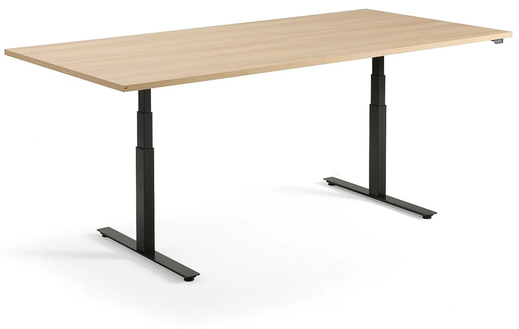 AJ Produkty Jednací stůl Modulus, výškově nastavitelný, 2400x1200 mm, černý rám, dub