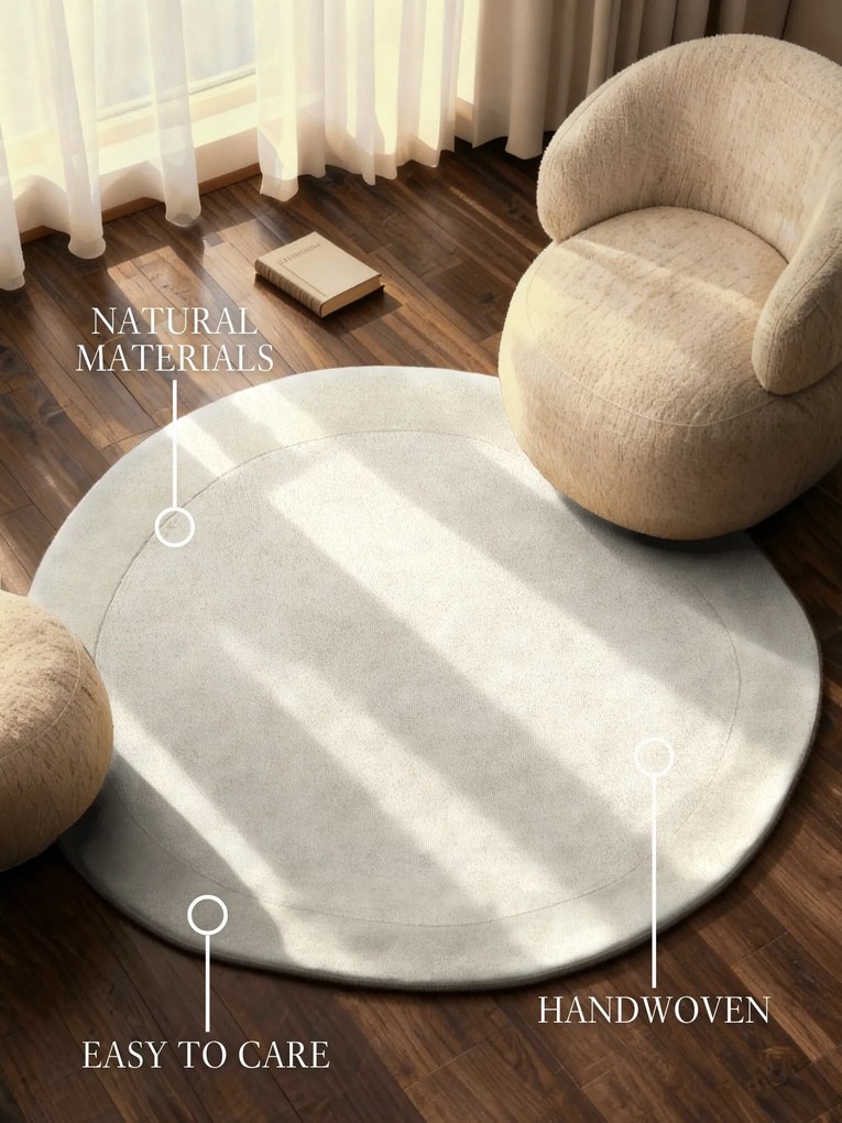 Villeroy & Boch Kusový koberec Kivi 106285 Cream, 160x160 (průměr) kruh, bílá, ložnice