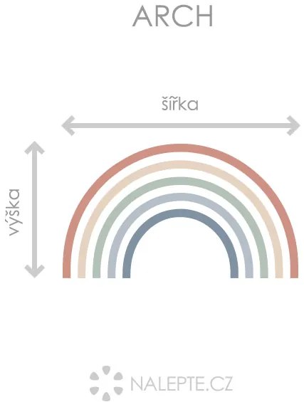 Duha nordic samolepka na zeď arch 20 x 11 cm