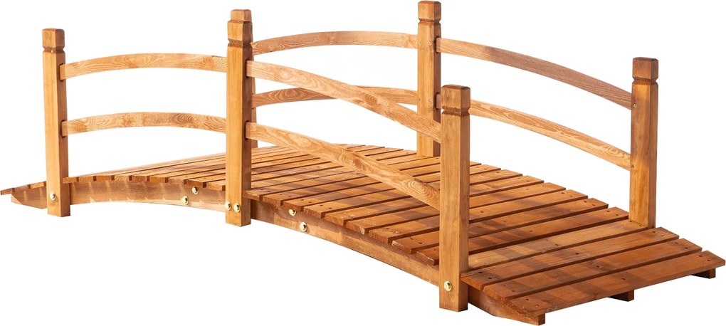 Outsunny dřevěný most s obloukem a zábradlím 185x72x58 cm pro zahradní dekoraci s nosností 200 kg | Aosom