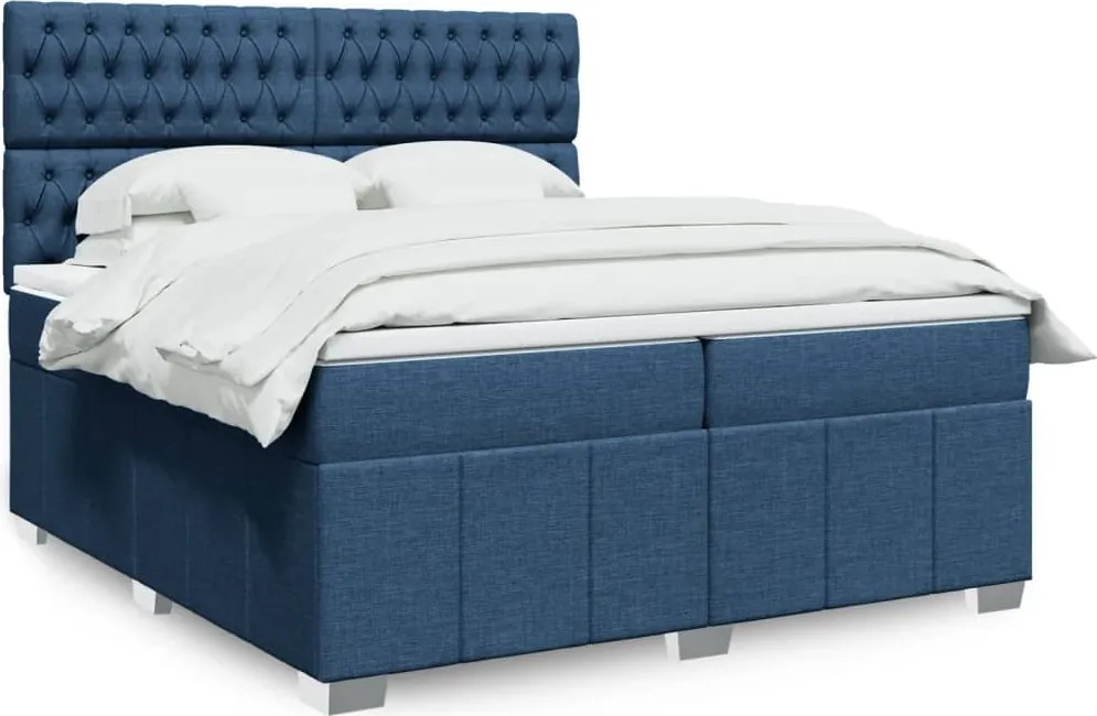 Box spring postel s matrací modrá 200x200 cm textil 3291788