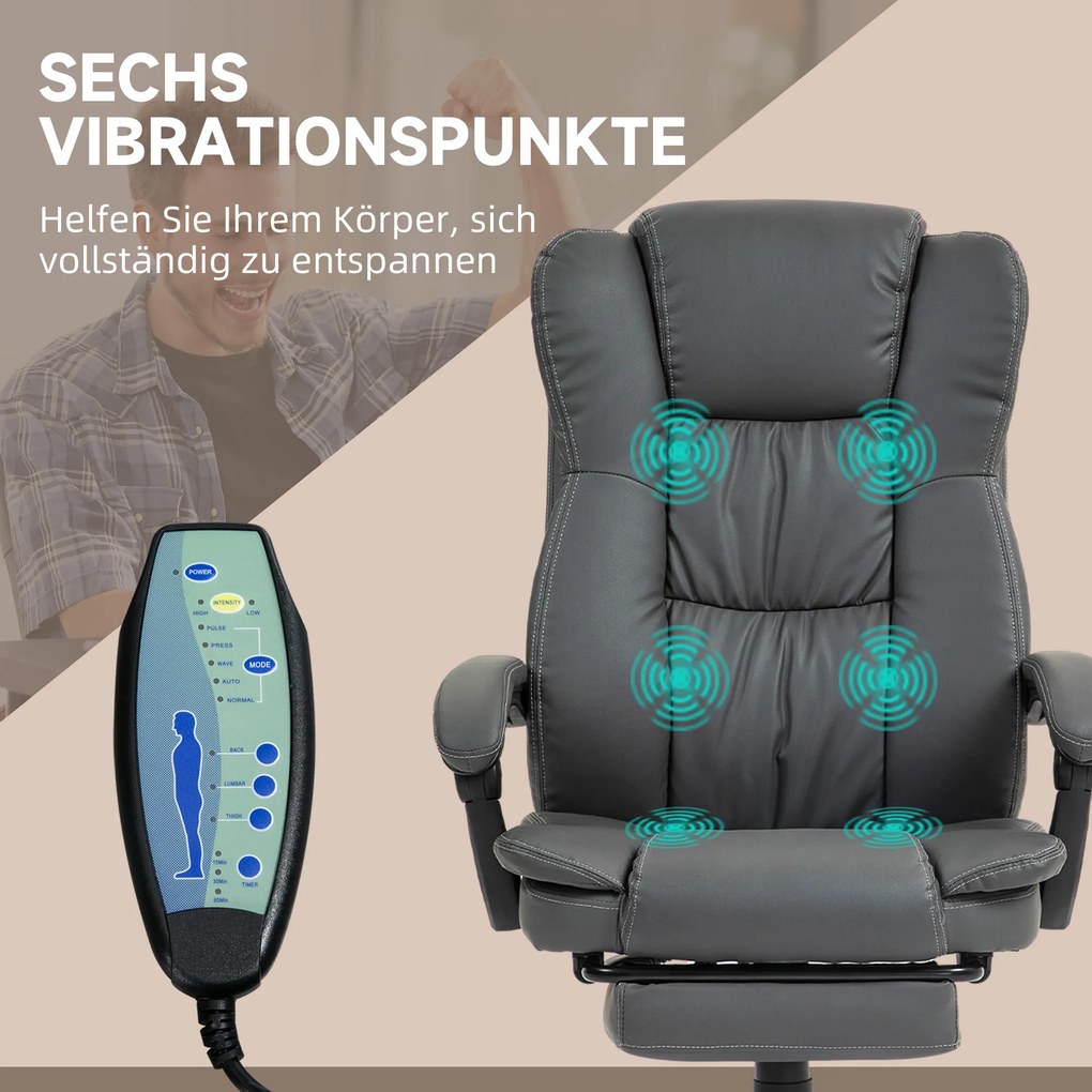 Kancelářská židle Vinsetto manažerská židle otočná židle zvedací s opěrkou hlavy ergonomická židle vibrační kancelářská židle s funkcí polohování mas…