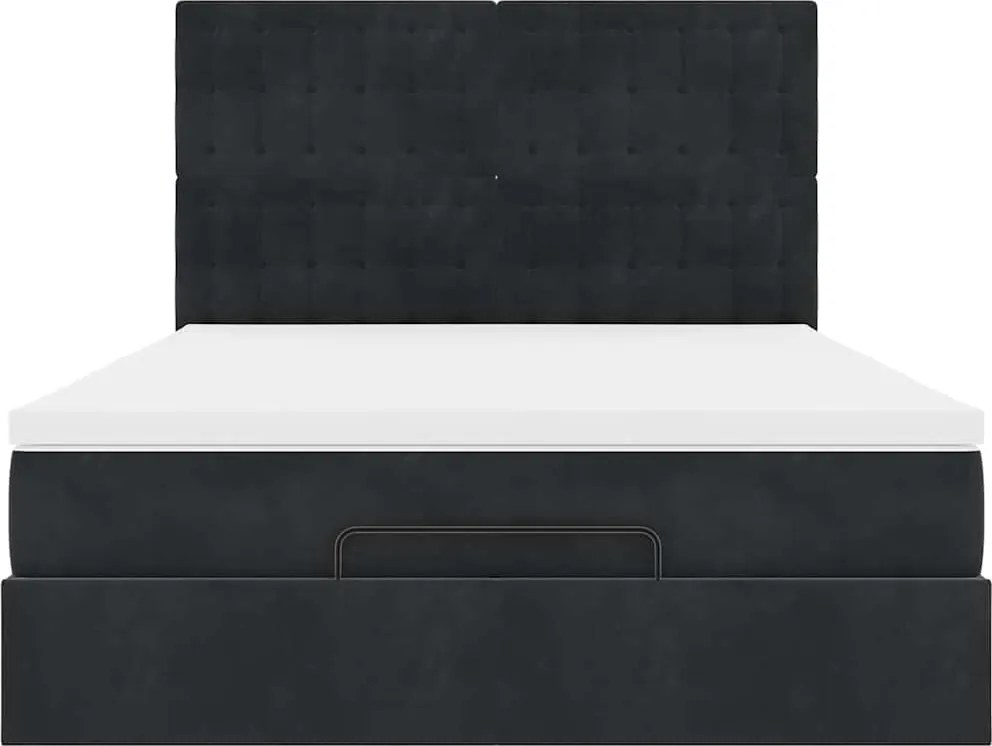 Osmanský rám postele s matracemi černá 140x190cm samet 3313615