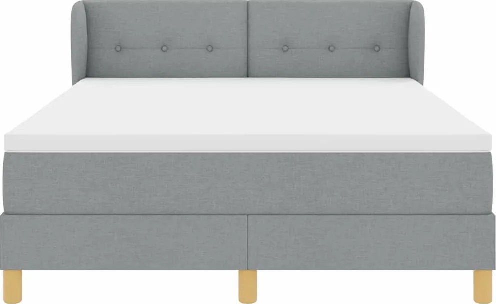 Postel s boxspringem s čelo Světle šedá 140 x 200 cm textil 3340213