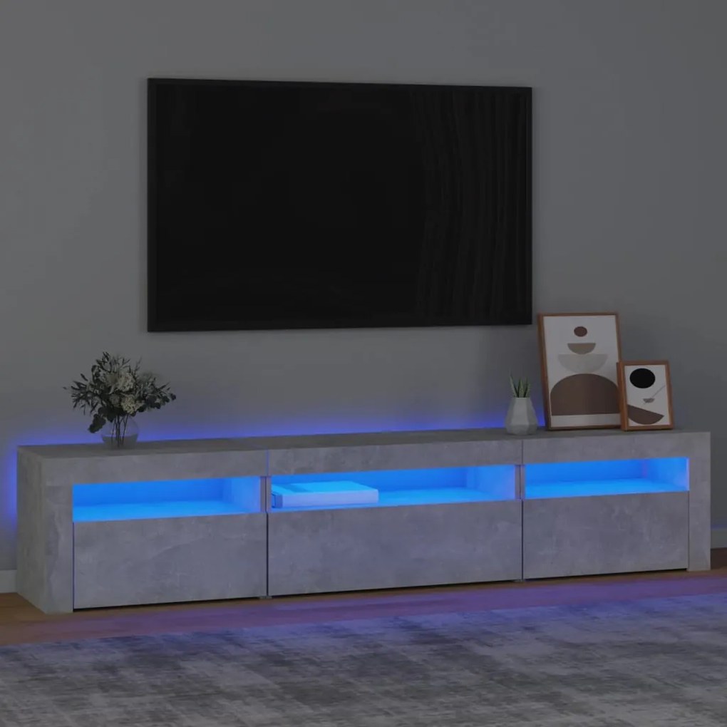 TV skříňka s LED osvětlením betonově šedá 195x35x40 cm 3152741