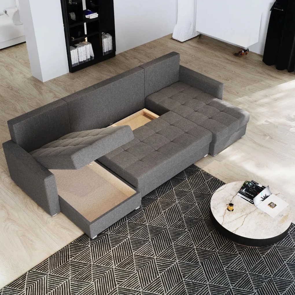 PRM Rohová sedačka NIVA do U, 298 cm Barva látky: Tmavě šedá (Paros 06)