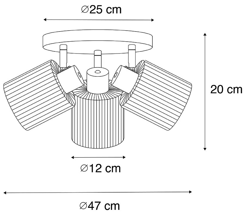 Stropní reflektor zlatý se sklem 3-světlo nastavitelný kulatý - Laura
