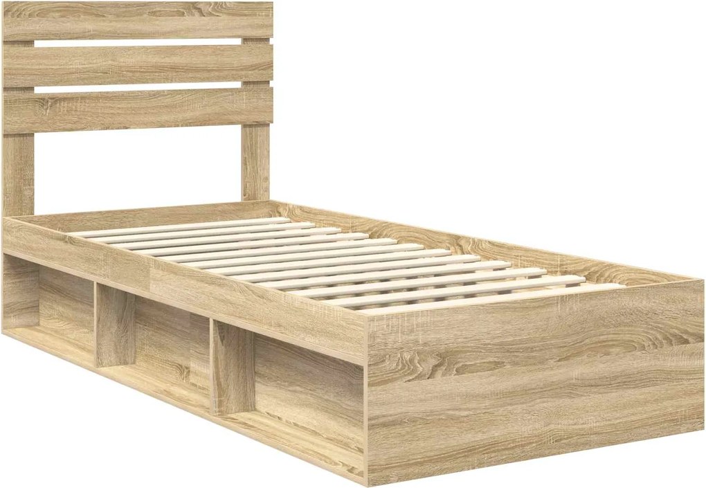 Rám postele s čelo Sonoma dub 75 x 190 cm Masivní borové dřevo 3411473