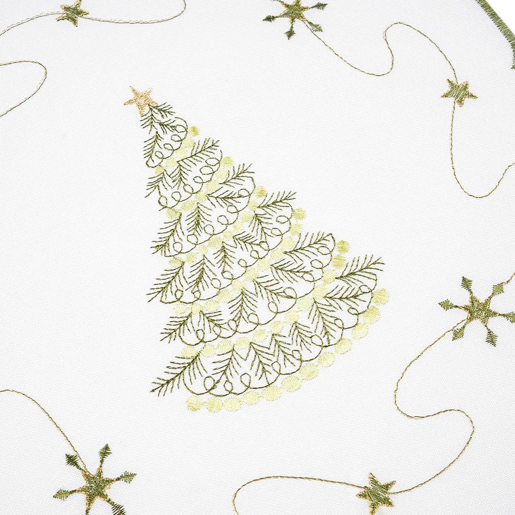 Forbyt Vánoční ubrus Stromek bílo-zelená, 120 x 140 cm