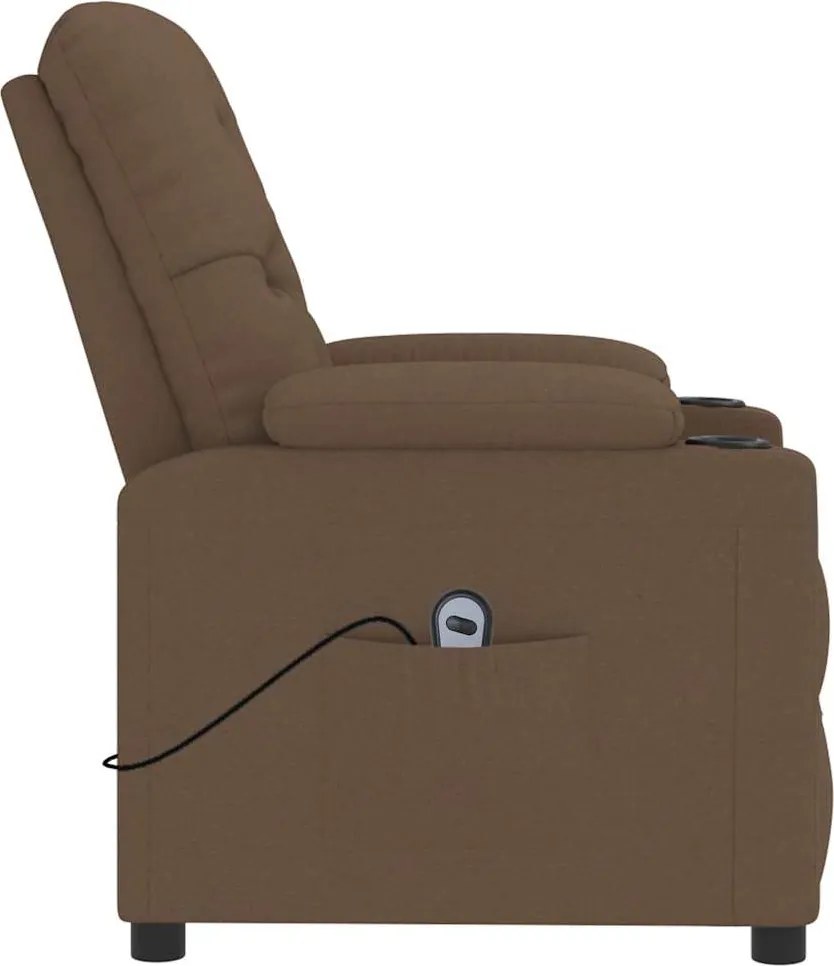 Elektrické polohovací křeslo hnědé textil 3098843