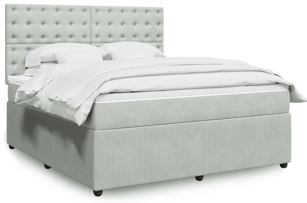 Box spring postel s matrací světle šedá 180x200 cm samet 3292418